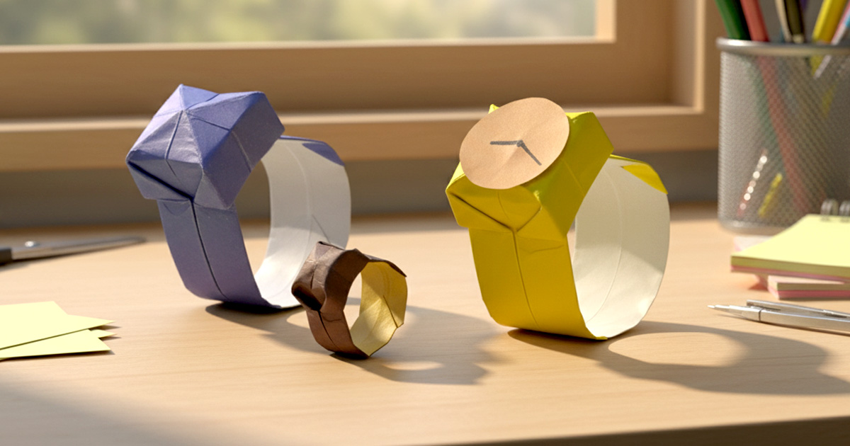 手錶 ( 戒指 ) 摺紙 Origami Watch ( Ring ) - 摺紙藝術教學 Origami Tutorial | STEAM 教育學習網